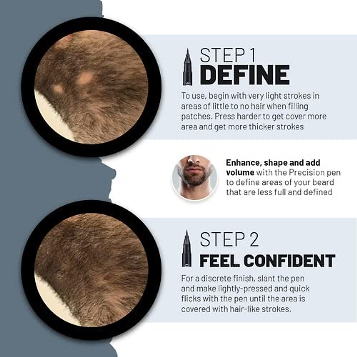 VOID Homme Beard Filling Pen Kit (Dark Brown, Set of 5) Beard Filler Pencil & Mens Beard Pen with Beard Brush, VOID Beard Filler Kit for Instant Beard Filling, Waterproof 48Hr VOID Beard Pen Kit