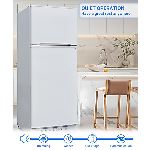 Techomey 13.5 Cu.Ft Propane Refrigerator with Freezer, Gas Fridge with Freezer Off Grid, 110v/LPG Dual Powers, RV Refrigerator for Outdoor, Truck, Camper, Kitchen, White