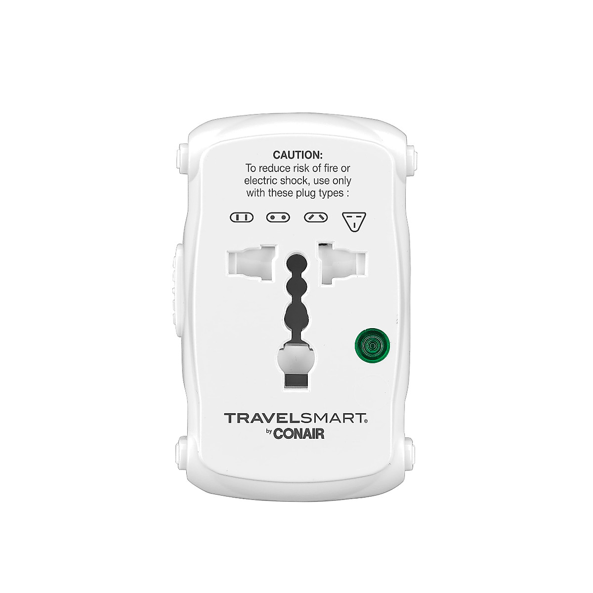 Conair Universal Travel Adapter, European Travel Plug Adapter with Surge Protection, All-in-One Worldwide Travel Adapter