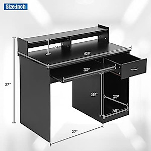 PayLessHere Office Desk, Computer Desk with Drawers Keyboard Tray 43" Study Writing Desks for Home with Storage Shelves, Desks & Workstations
