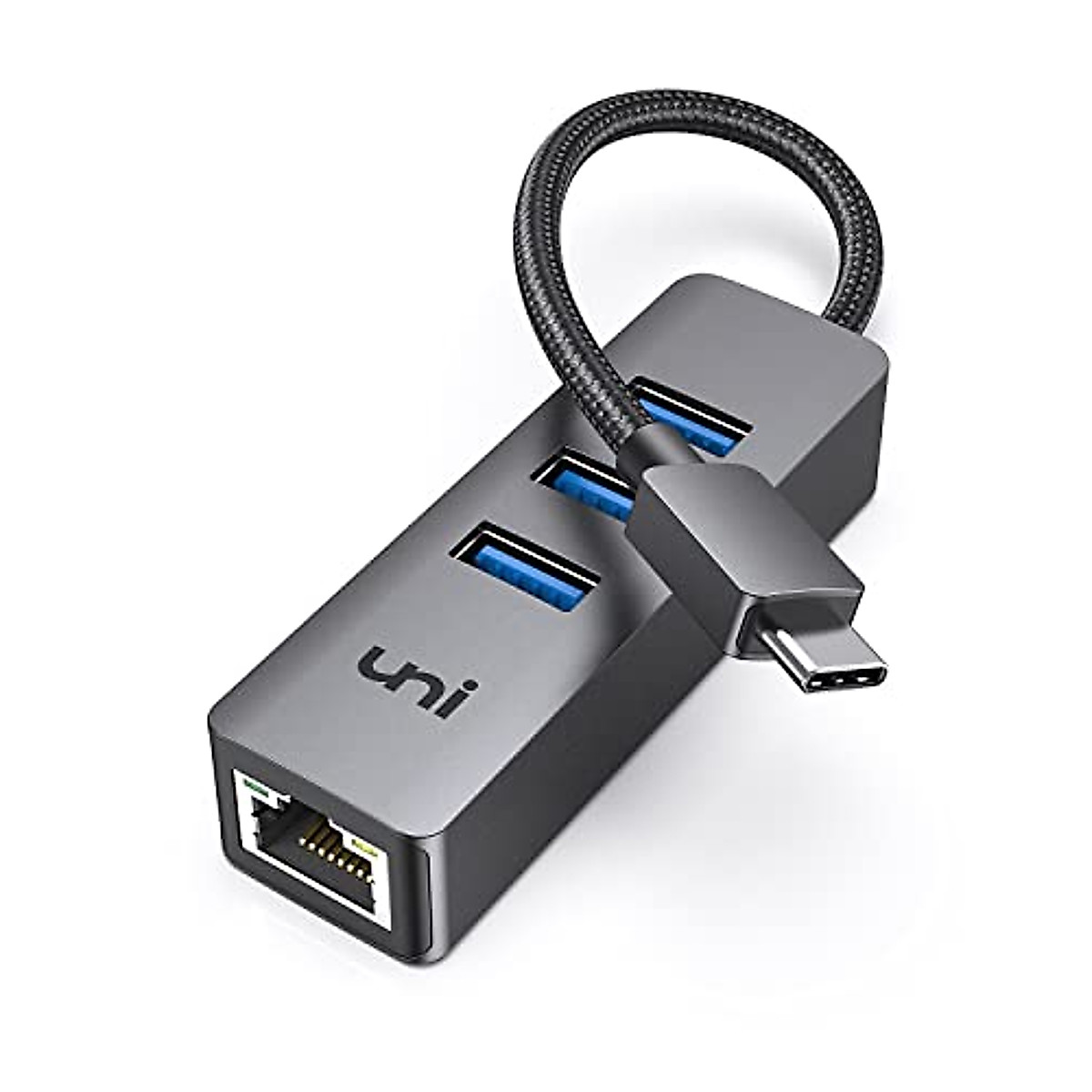 USB C to Ethernet Adapter, uni USB-C Hub with RJ45 Gigabit, [Thunderbolt 3/4 Compatible] USB 3.0 Multiport Hub for MacBook Pro/Air, iMac, iPad Pro, Surface Pro 7, Chromebook, XPS 17/15/13, and More