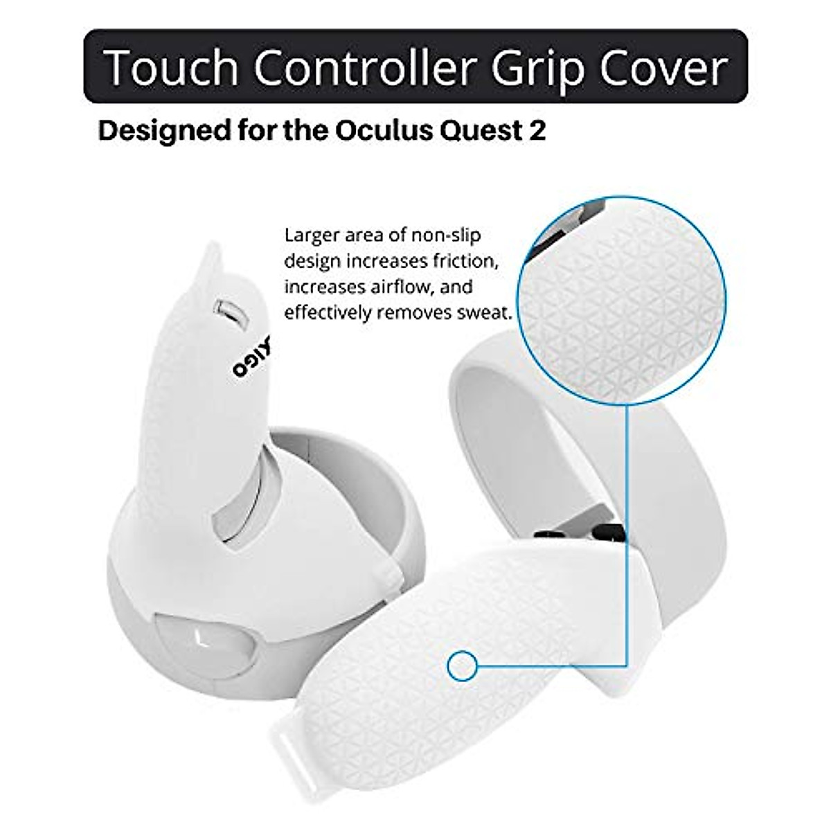 NexiGo Newest Touch Controller Grip Cover & Knuckle Strap & Lens Protect Cover Set for Oculus Quest 2, Professional Silicone Protection Accessories, Sweatproof, Anti-Fall, Matte White