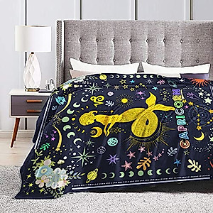 Cartoon Capricorn Blanket Constellations Throw Blankets Soft Horoscope Astrology Flannel Throw Blanket Zodiac Sign 50"X40"