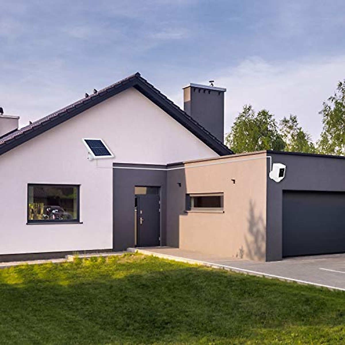 iTODOS Solar Panel Compatible with Ring Spotlight Cam Battery,11.8Ft Outdoor Power Charging Cable and Adjustable Mount (2 Pack, White)