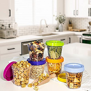 ARNO Food Containers Screw Seal Lid Twist Top Storage Organizer Twist Cap 11.8 OZ Set of 6 BPA Free