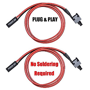 Warmstor 3 Pack 2 Pin SW PC Desktop Power Cable On/Off Push Button ATX Computer Switch Cord 50CM