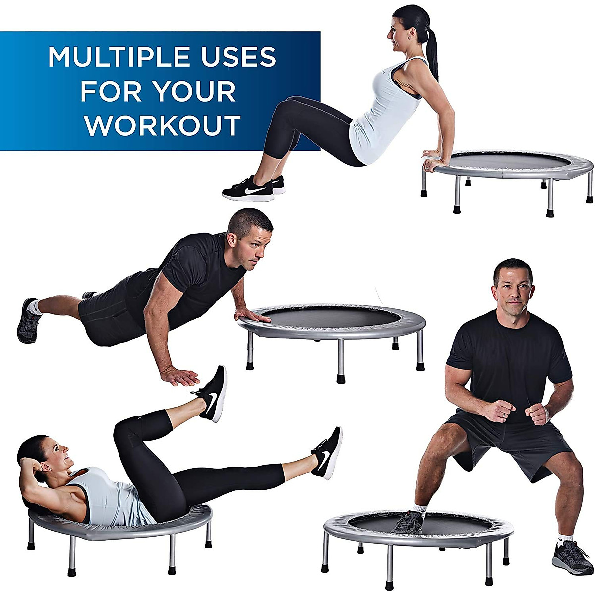 STAMINA Folding Trampoline - 36 inch Exercise Rebounder, Outdoor and Indoor Trampoline, Exercising Equipment At Home, Recreational Trampolines