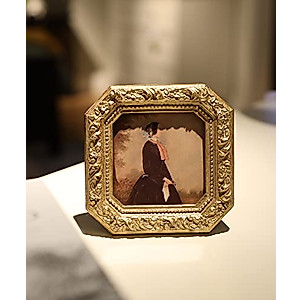 YULINK 3x3 Small Antique Gold Picture Frame & 3x3 Mini Vintage Champagne Gold Picture Frame, Bundle