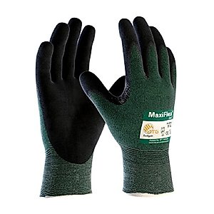 MaxiFlex 34-8743 Nitrile Cut Resistant Coated Work Gloves with Green Knit Shell and Premium Nitrile Coated Ending, 1 pack