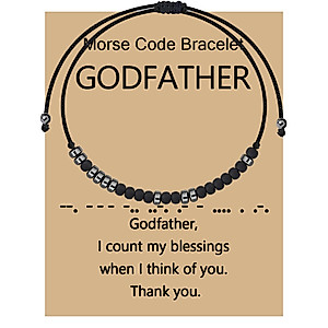 MAOFAED Godfather Gift Godfather Morse Code Bracelet Godfather I Count My Blessings When I Think of You (godfather code br)