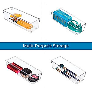 iDesign Utensil Holder and Silverware Organizer for Kitchen Utensils and Countertop Storage, The Linus Collection – Set of 2, 4" x 12" x 3", Clear