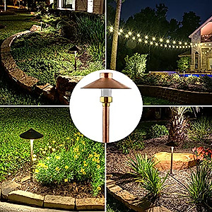 MIK Solutions LED Pathway 126 Landscape Light 12V Solid Copper Low Voltage 4W G4 LED Light Bulb Warm White Included Outdoor Mushroom Security Garden Patio Area Light for Beautiful Bright Long Lasting