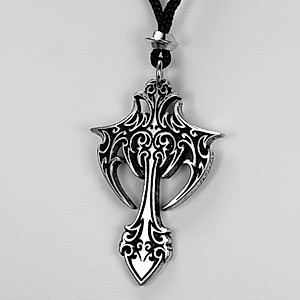 Pewter Gothic Cross Pendant Necklace (1.75" Long)