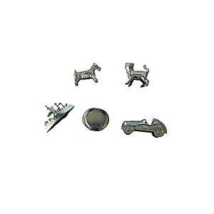 Classic Monopoly Board Game Replacement Pieces Movers Tokens Pawns ~Set of 5 ~ Scotty Dog, Cat, Top Hat, Race Car, and Battleship ~ Family Fun
