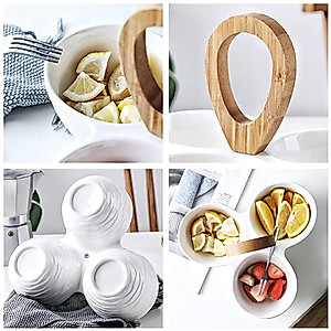 Ceramic Snack Serving Tray, 3-Compartment-Porcelain Modern Tabletop Serving Trays with Handle, Condiments Nuts Snacks Candy Serving Bowls