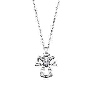WUSUANED Guardian Angel Pendant Necklace Zircon Heart Jewelry for Women (guardian angel necklace)