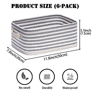 PFFVRP Small Storage Basket 6-Pack, Fabric Storage Bins for Closet, Storage Baskets for Shelves Organizing, Folable Baskets for organizing Clothes, Toys, Books, Gifts (Grey)