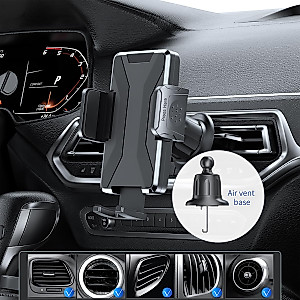 BELOMI Car Phone Mount, Car Air Vent Cellphone Holder, 360° Rotation Adjustable Mobile Phone Bracket, Hands Free Phone Cradle Compatible with iPhone 14 13 12 Pro Max Android Smartphones (Gray)