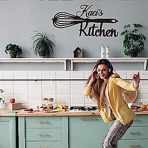 Kitchen Name Sign Personalized Metal Sign for Home Kitchen Restaurant Dining Area Monogram Signs for Housewarming Farmhouse Cafe Cafeteria Wall Decor Gift for Friends Cook Black 12"