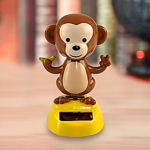 Home-X Solar-Power Dancing Monkey Figure, Office Décor, 3 3/4” Tall