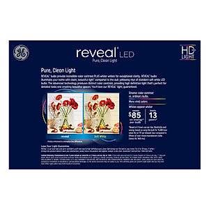 GE Reveal 8-Pack 60 W Equivalent Dimmable Color-Enhancing 2850K Warm White A19 LED Light Fixture Light Bulbs Fixture