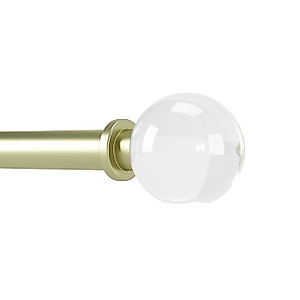 Umbra Leona Modern 1 Curtain Rod, Includes 2 Matching Finials, Brackets & Hardware, 36 to 72-Inch, Brass