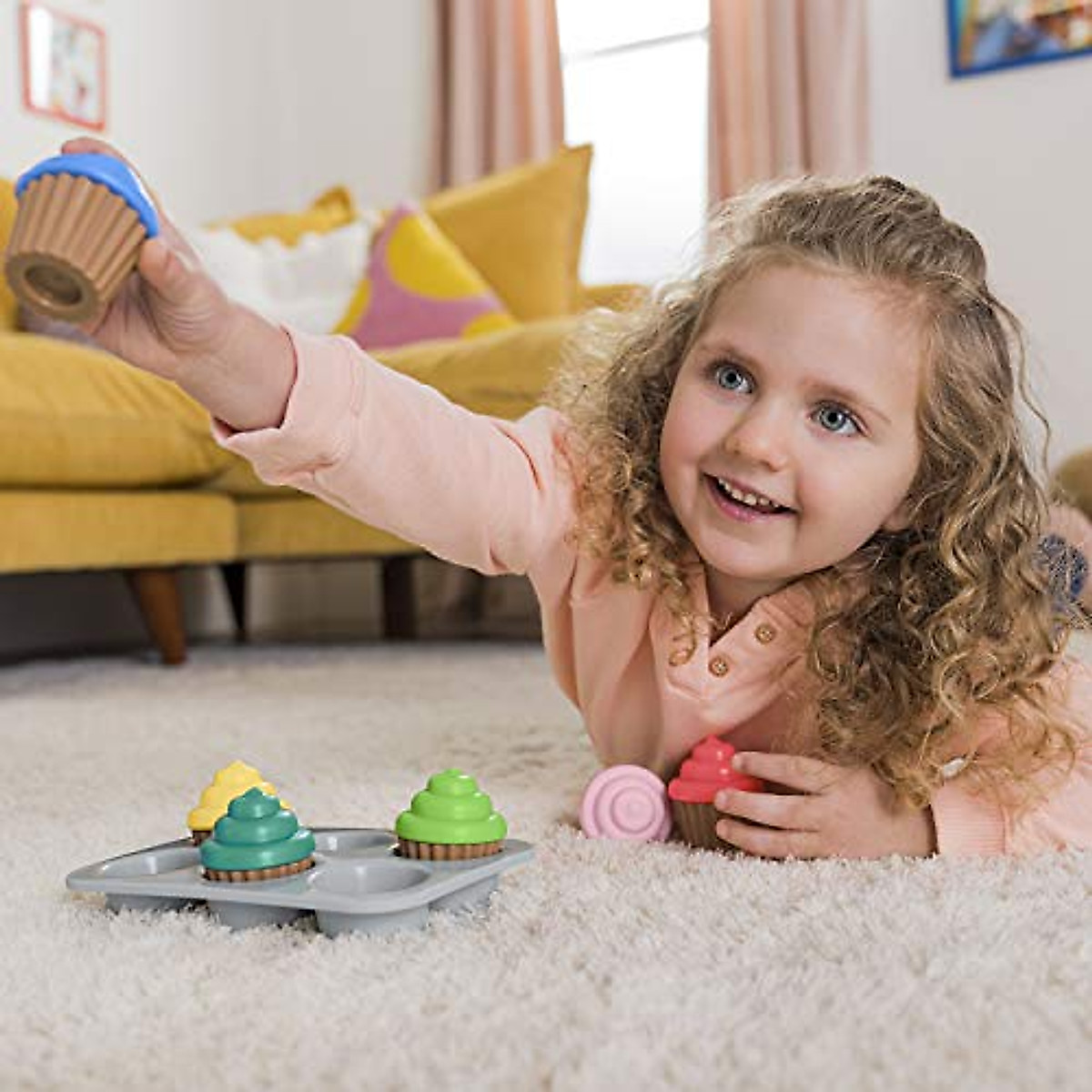 Bright Starts Sweet Cupcakes Shape Sorter Toy for Infants​ 3 Months and up, Multicolor