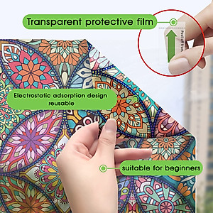Stained Glass Window Film Privacy Decorative Tinting Film for Home Frosted Bathroom Window Coverings Static Cling Non-Adhesive