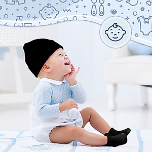 Boyiee 12 Pieces Baby Mittens Newborn Hats and Sock Infant Mittens Baby Caps Mittens Socks Set No Slip Ankle Socks(Blue and White)