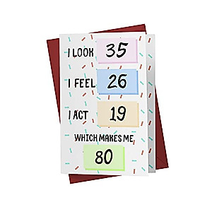 Funny 80th Birthday Cards For Women Or Men – For Friends, Family, Lover, Etc. – Funny Birthday Cards 80 years old – Perfect Funny Birthday Cards 80th Anniversary – Envelope (You look)