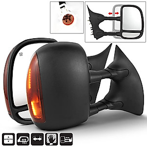 ACANII - Telescoping LED Signal+Power+Heat Towing Mirrors For PAIR(2) 1999-2007 Ford F250~F550 SUPERDUTY 00-05 Excursion