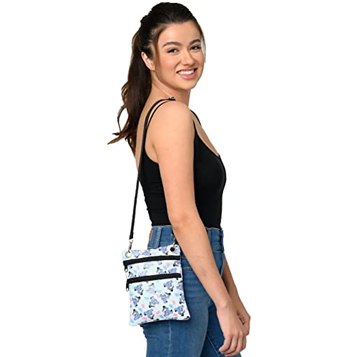 Disney Passport Crossbody Bag Eeyore Butterfly All Over Print (Light Blue)