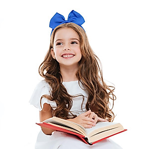 METYOND 8" Inch Cheer Bows, Large cheer bows Hand-made Grosgrain Ribbon Hair Accessories for Teen Girls Softball Cheerleader Sports - 4 Pieces Blue