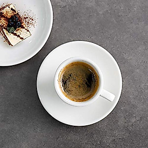 Sweese 401.001 Porcelain Espresso Cups with Saucers - 2 Ounce - Set of 6, White