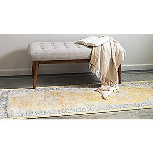 Unique Loom Baracoa Collection Area Rug - Prado (2' 2" x 6' 1" Runner, Yellow/ Ivory)