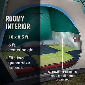 Coleman Skydome Camping Tent with Full-Fly Weather Vestibule, 2/4/6 Person Weatherproof Tent with Rainfly, Carry Bag, Storage Pockets, and Ventilation, Sets Up in 5 Minutes
