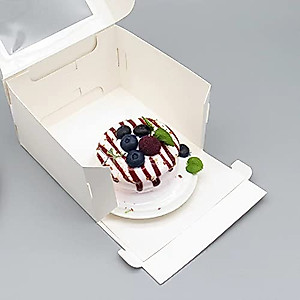 30PCS Bakery Boxes,4"x4"x2.5" Small Pastry Treat Boxes with Window Gift Packaging Boxes for Cookies,Pastries,Mini Cakes,Pie Slice,Stickers Included,(White)