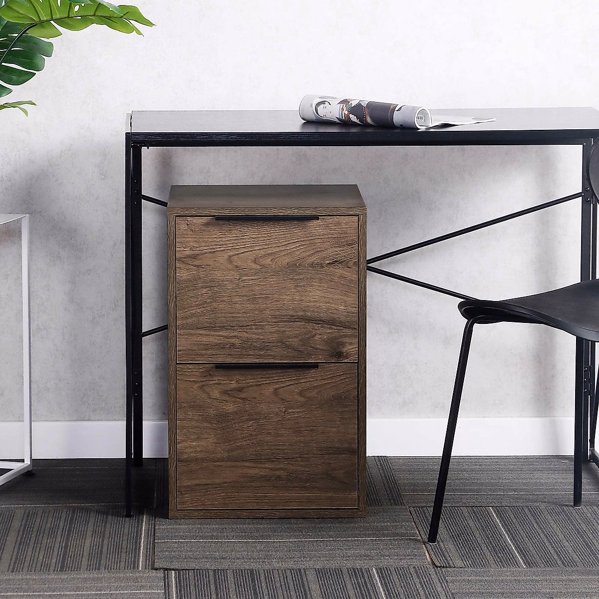 LUCYPAL 2 Drawer Wood File Cabinet,Wooden Storage Filing Cabinets with Hanging Bars for Letter Size and Home Office,Under Desk Storage Cabinet,Assembly Required (Grey)