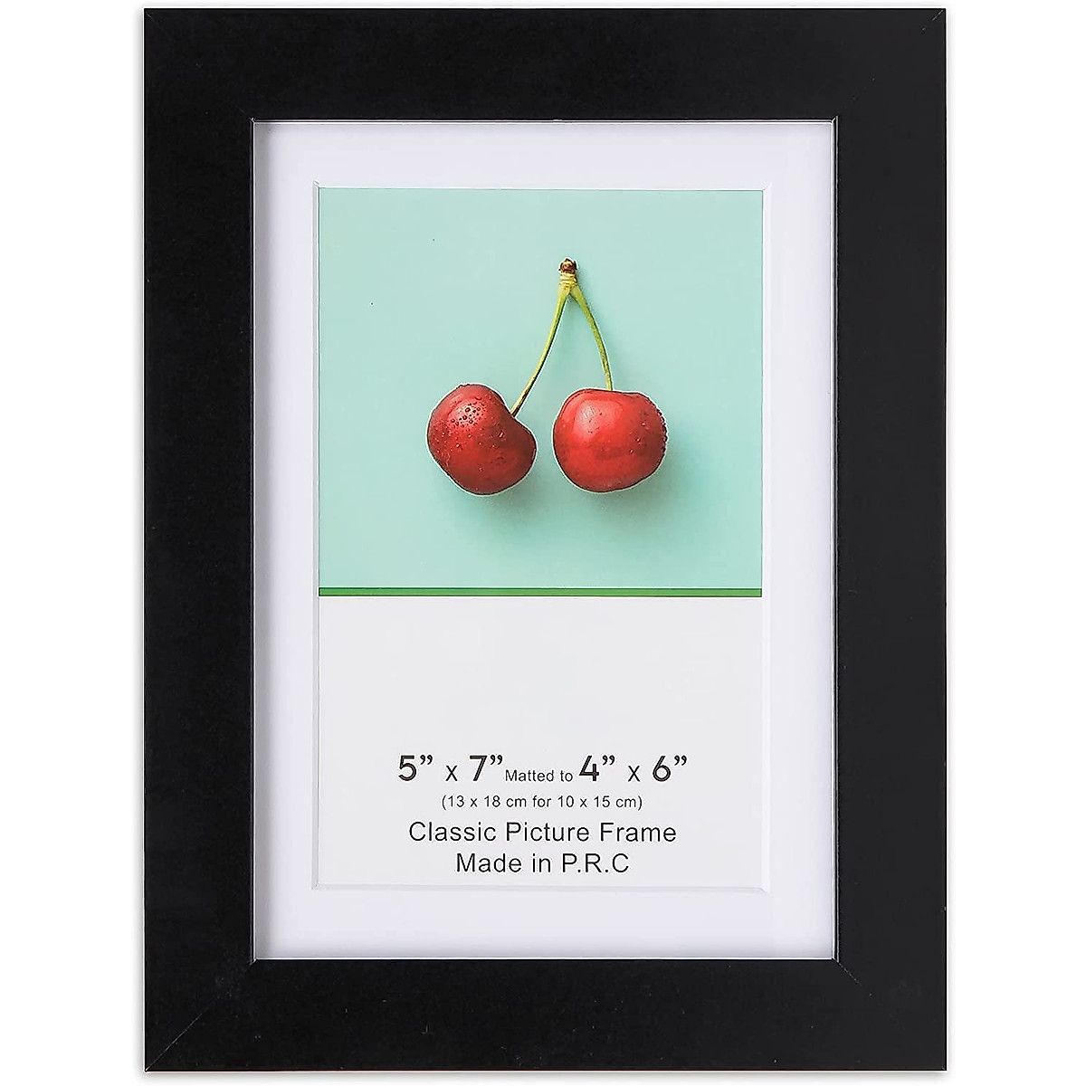 The Display Guys - Square Profile Wooden Picture Frame with Tempered Glass - 5" x 7" matted to 4" x 6" – 6 Pack – Black