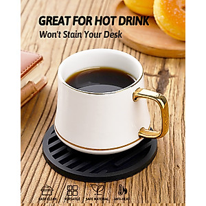 Amoowis Coasters for Drinks, Silicone Coasters Set of 8 with Holder, Drink Coasters for Coffee Table, Thickened Coaster for Wooden Table, Cup, Desk, Bar, Office, Anti-Slip, Non-Stick, Easy to Clea