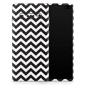 DesignSkinz Black and White Zigzag Chevron Pattern Protective Vinyl Decal Wrap Skin Cover Compatible with The Samsung Galaxy S20 (Screen Trim & Back Glass Skin)