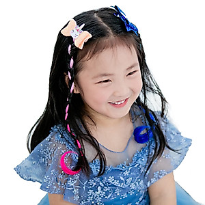 Hair Accessories for Girls - Unicorn Hair Clips, Glitter Braided Hair Extensions, Gradient Hair Bows for Dress Up