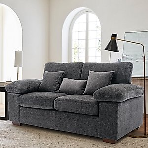 COLAMY 9532-Grey Fabric loveseat, Grey
