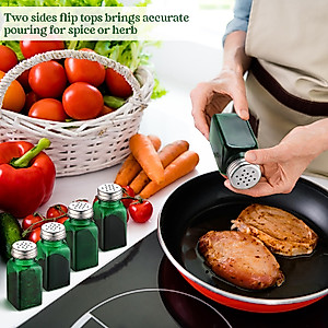 Hushee 40 Pcs Retro Style Salt and Pepper Shakers Bulk Set 2 oz Clear Glass Salt Shaker with Stainless Steel Lids for Kitchen Counter Table Restaurant Hold Various Condiments(Green)