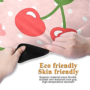 OTVEE Cherry Cute Heart Yoga Mat for Women Non Slip Ultra Thin 1 MM Travel Yoga Mat with Carrying Bag Suede Fitness Exercise Mat for Yoga Pilates Workout Routines Camping