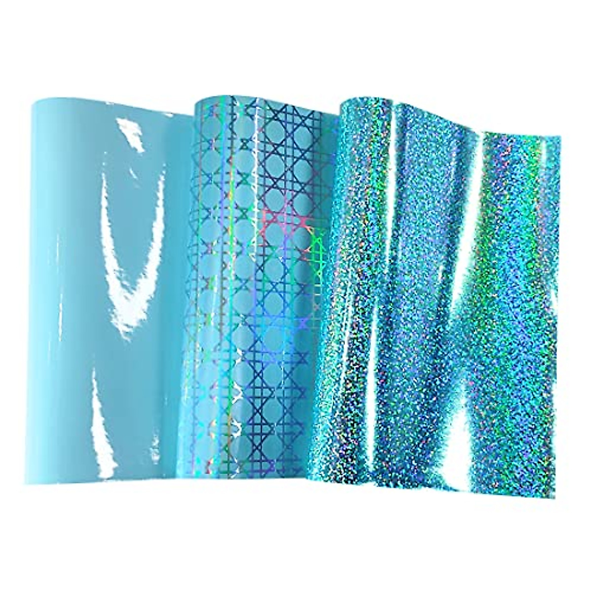 5 Pcs Ice Blue Glitter Faux Leather Sheets Combination Solid PU Leather Synthetic Crafts Fabric for Leather Bows Earrings Making 8x12 Inch