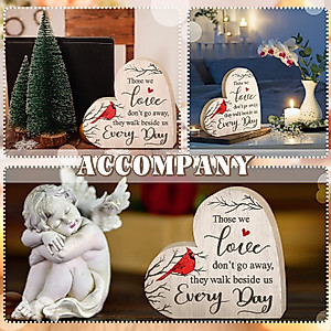 Sympathy Gift Memorial Heart Present for Loss of Loved One Wooden Remembrance Bereavement Gift Condolence Sign Loss of Father Mother Son Brother Decor 6.3 x 6 x 0.7 Inches (Cardinal Style)