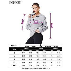 KOJOOIN Women Long Sleeve Workout Shirts Zip Pullover Athletic Running Shirts(Grey L)