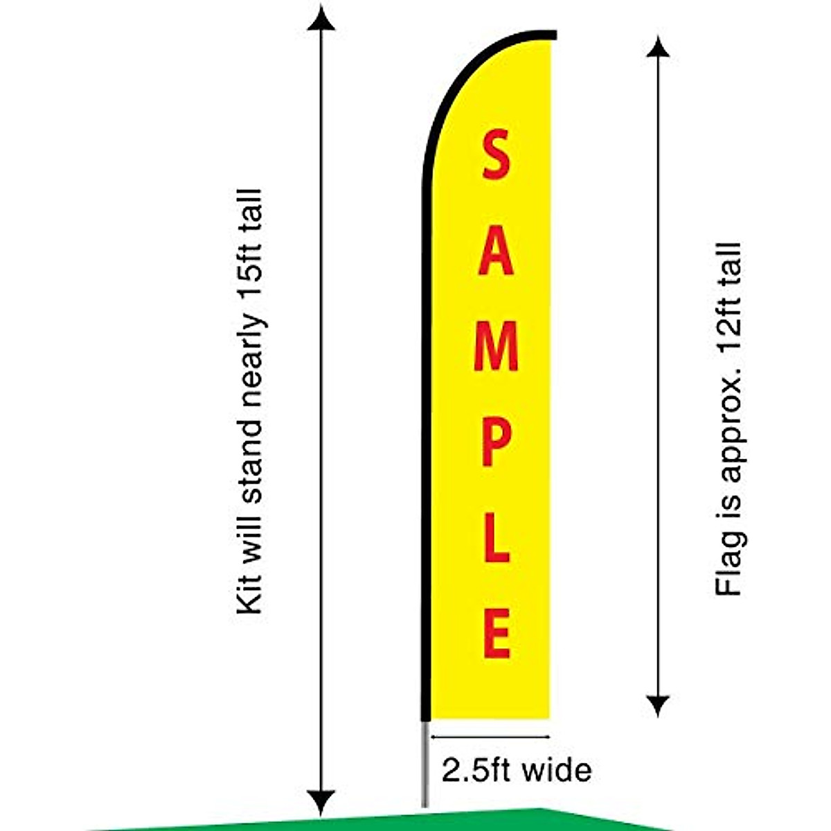 Dispensary Sign - Feather Flag Swooper Banner Pole Kit Outdoor Business Advertising Display, 15ft