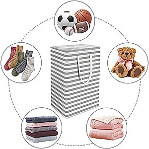 WISELIFE 2-Pack Laundry Hamper 75L Collapsible Large Laundry Baskets with Easy Carry Handles Freestanding Waterproof Clothes Hamper Storage Basket for Toys Clothes Organizer - 24.4" (H), Grey